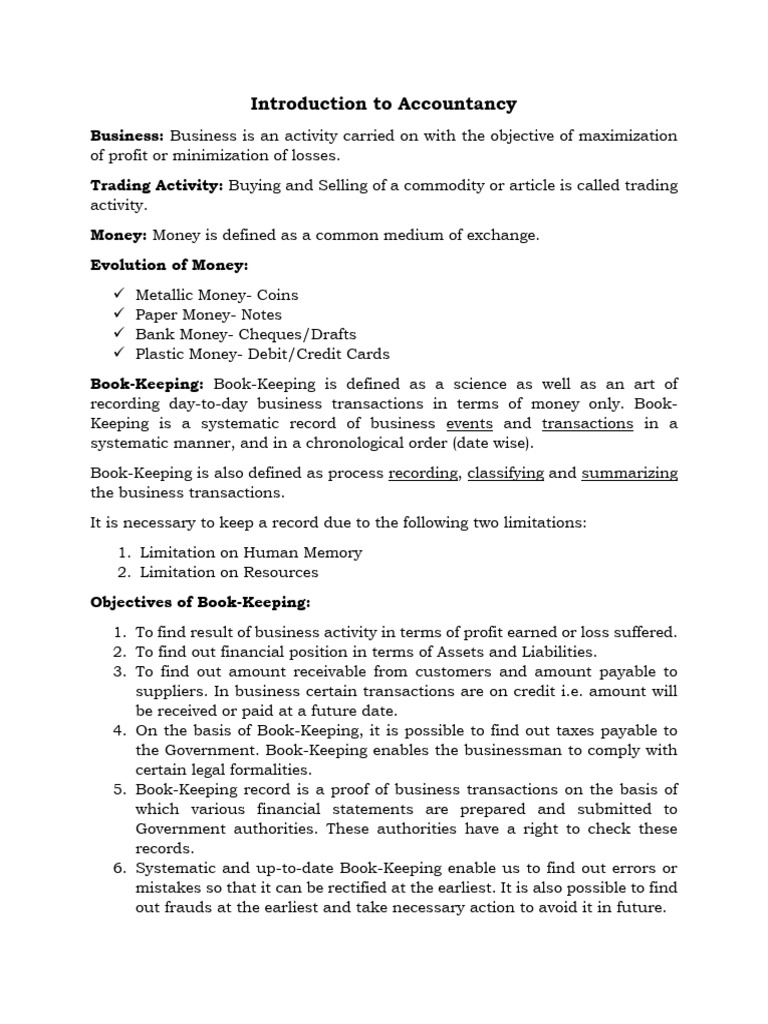 Introduction to Accountancy-Basic Concepts | PDF | Debits And Credits ...