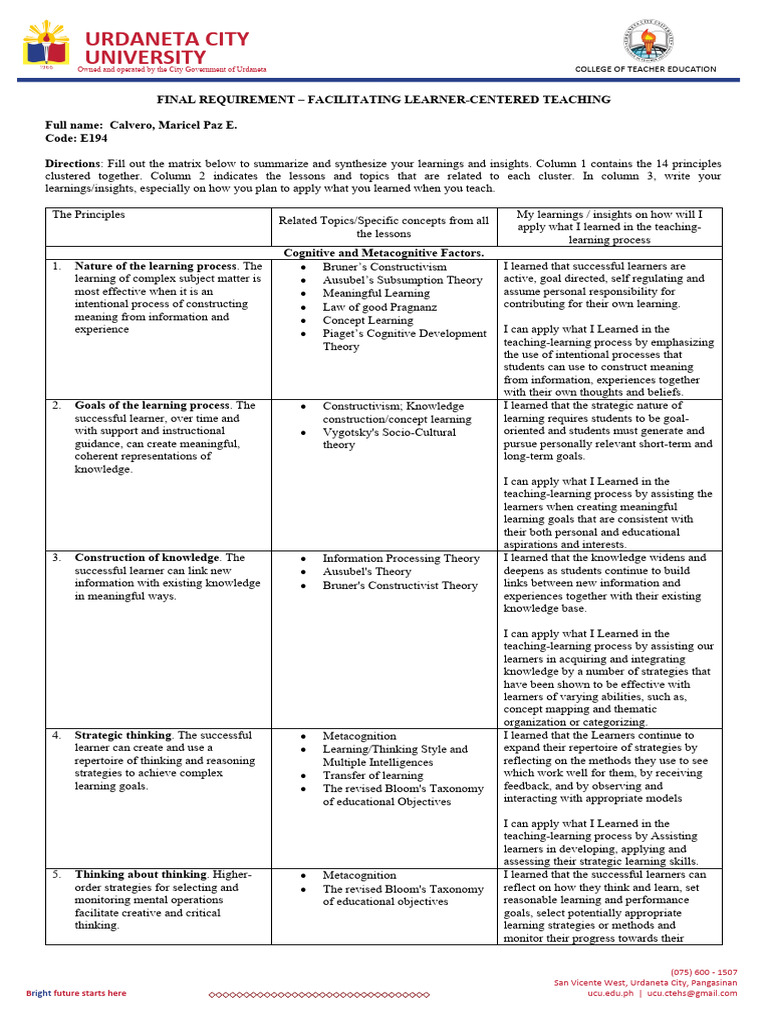 Final Requirement | PDF | Learning | Motivational