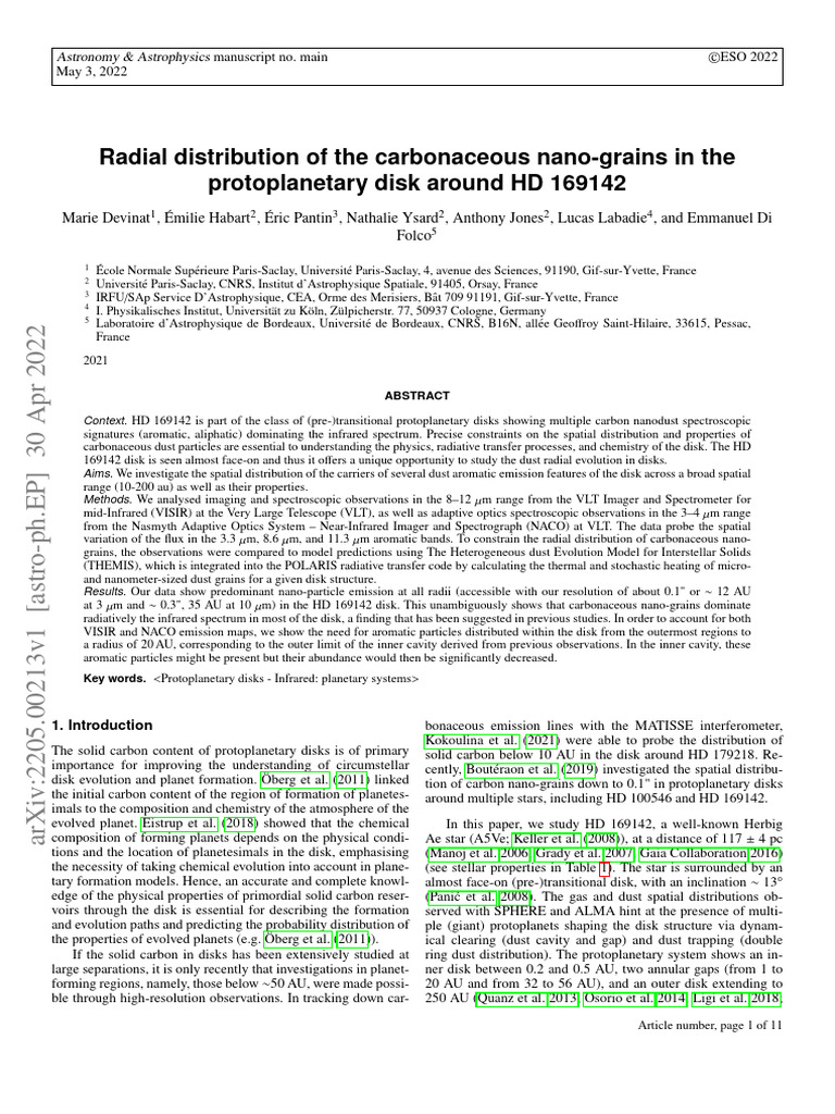 Radial Distribution of The Carbonaceous Nano-Grains in The ...