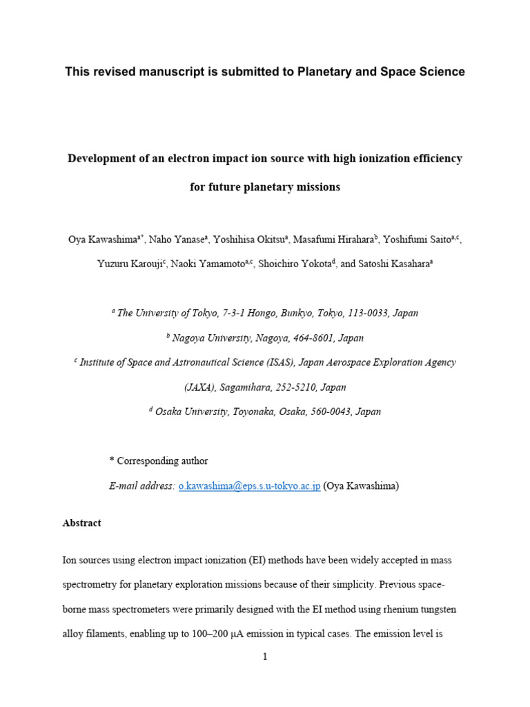 Development of An Electron Impact Ion Source With High Ionization ...