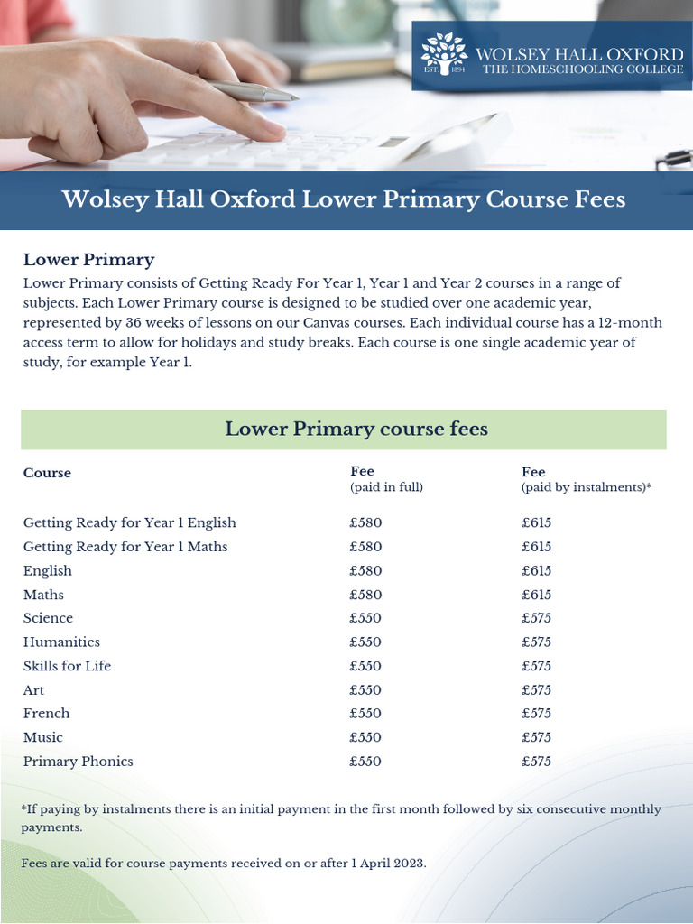 Wolsey Hall Primary Course Price List April 2023 | PDF