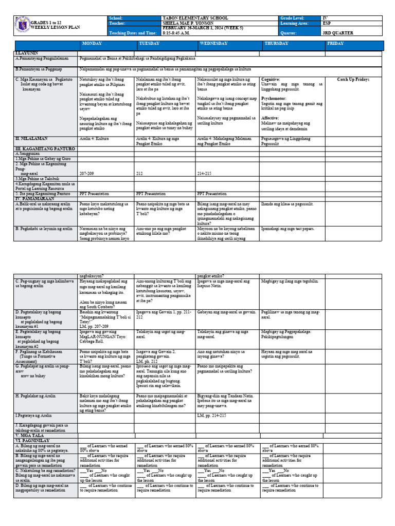 DLL Esp 4 q3 w5 Yonson | PDF