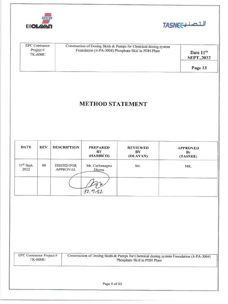 Scan MOS FOR THE CONSTRUCTION OF PHOSPHATE SKID | PDF