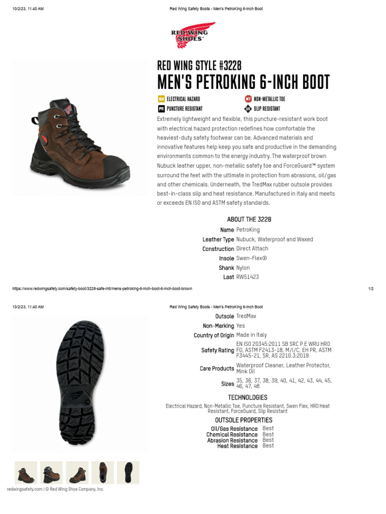 Red Wing Safety Boots - Men's PetroKing 6-Inch Boot | PDF | Shoe | Boot