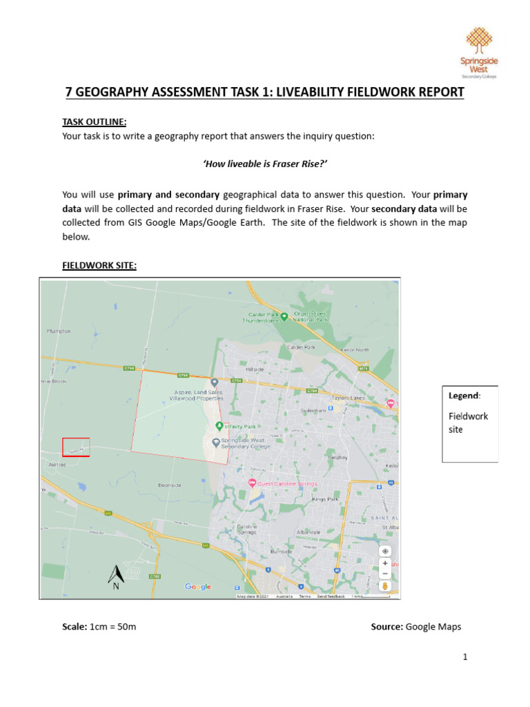 Year 7 Humanities Assessment 1 Liveability Fieldwork Report | PDF