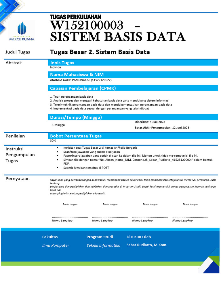 Ananda Galih Pamungkas 41522120022 | PDF | Komputer | Teknologi & Rekayasa