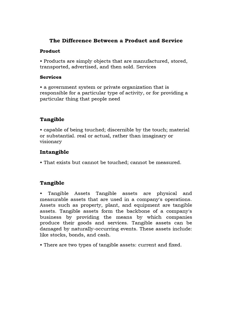The Difference Between A Product and Service | PDF | Fixed Asset ...