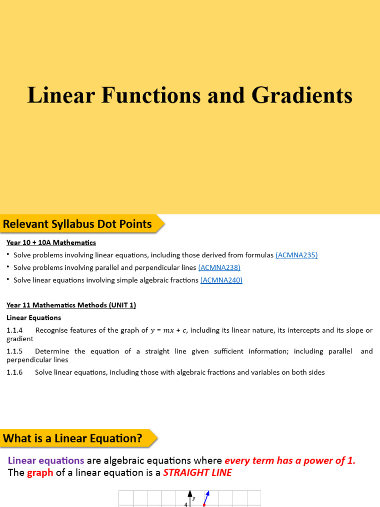 Ex 4A & 4B - Linear Functions and Gradients | PDF