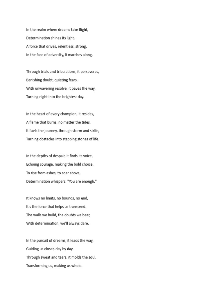 Poem of Determination | PDF