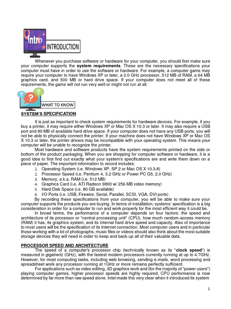 Computer System Specifications Guide | PDF