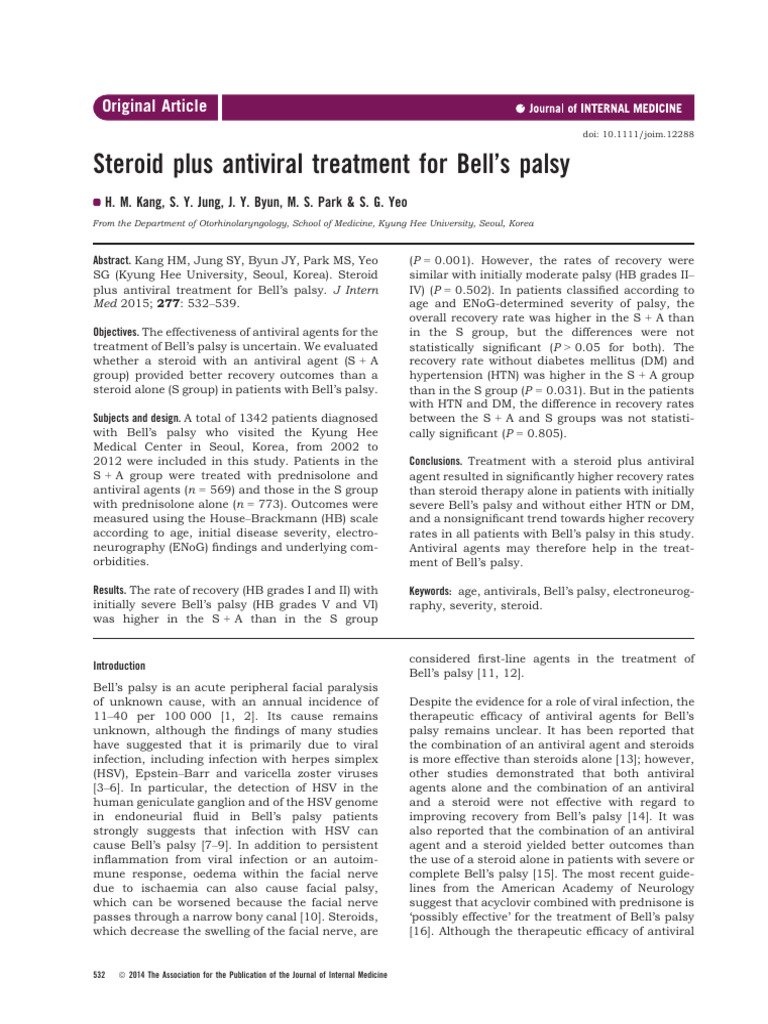 Journal of Internal Medicine - 2014 - Kang - Steroid Plus Antiviral ...