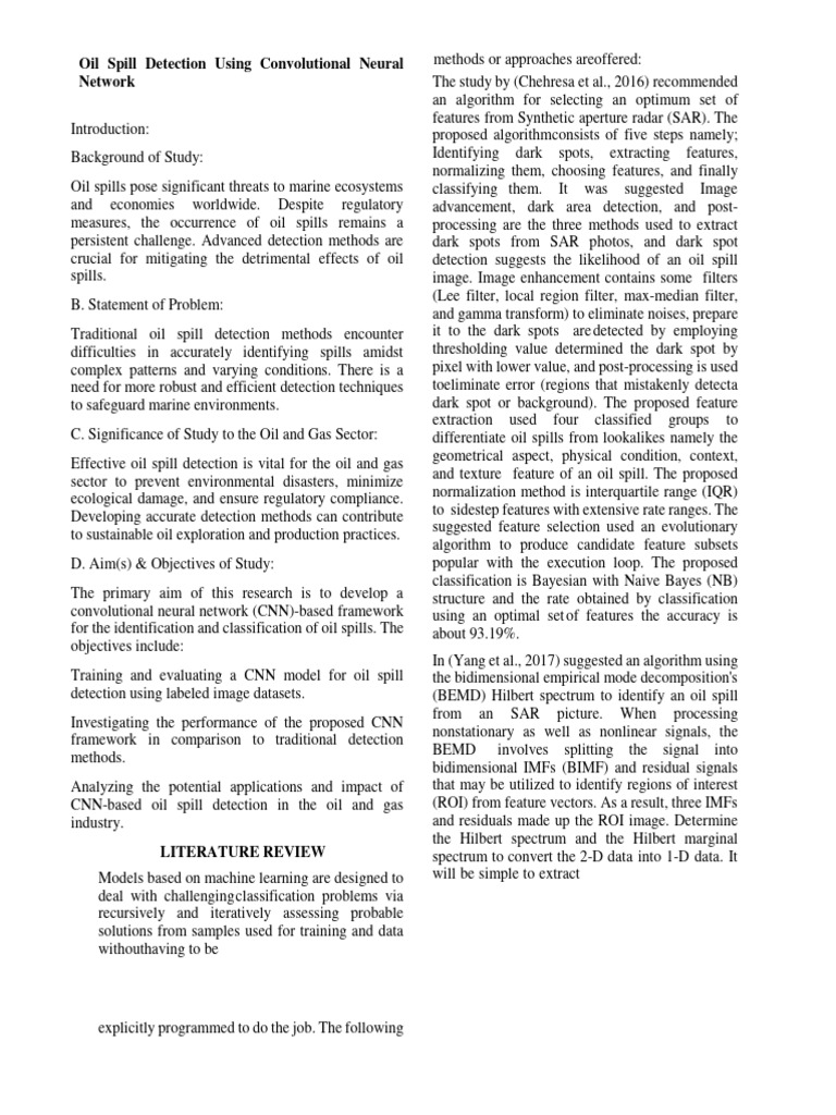 Oil Spill Detection Using Convolutional Neural Network Pdf