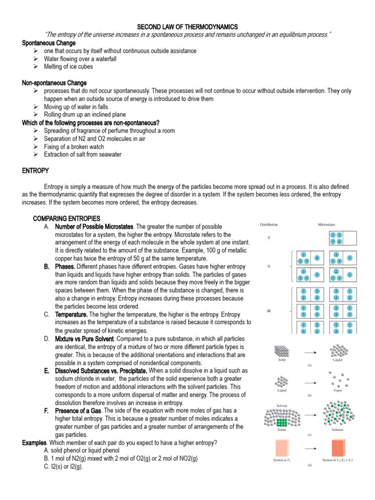 Second Law of Thermodynamics | PDF | Entropy | Gibbs Free Energy