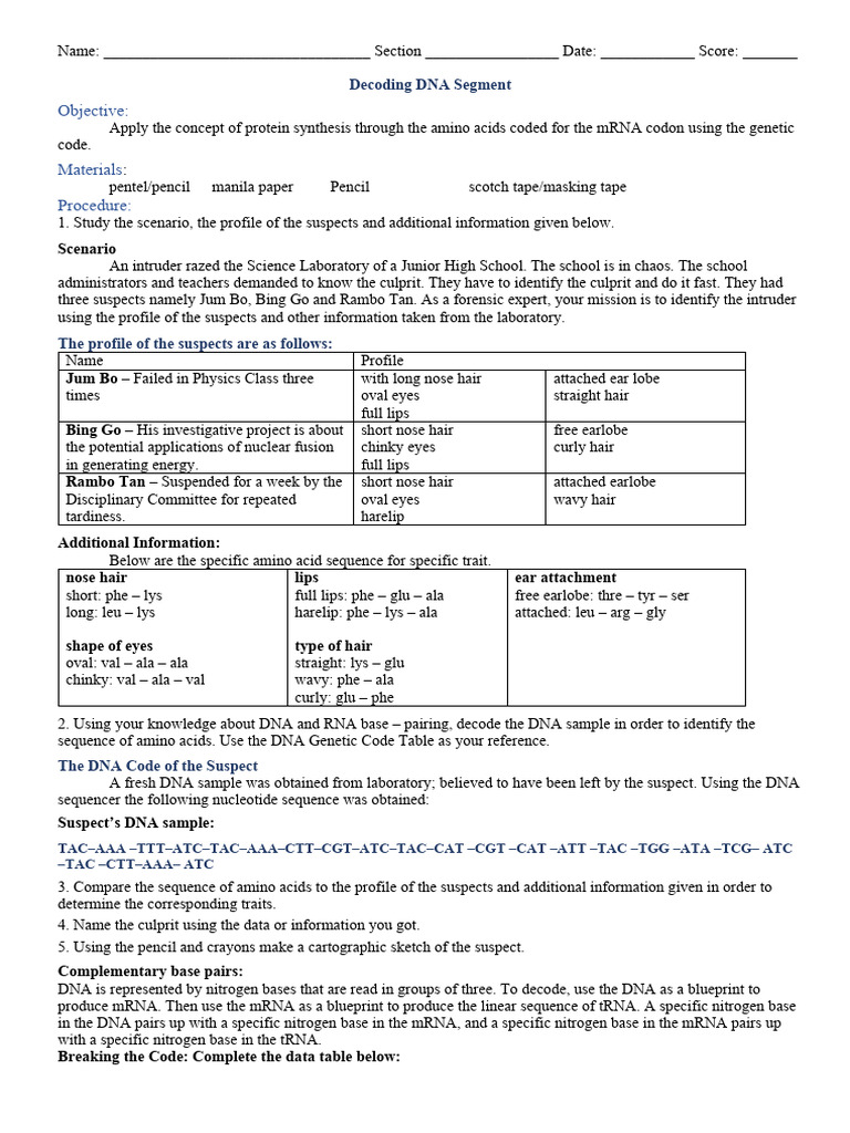 Decoding Dna | PDF | Dna | Genetic Code