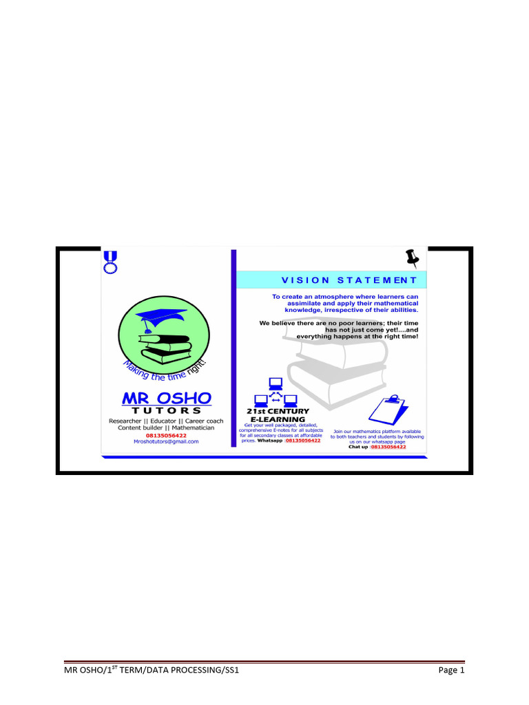 1ST Term S1 Data Processing | PDF | Business