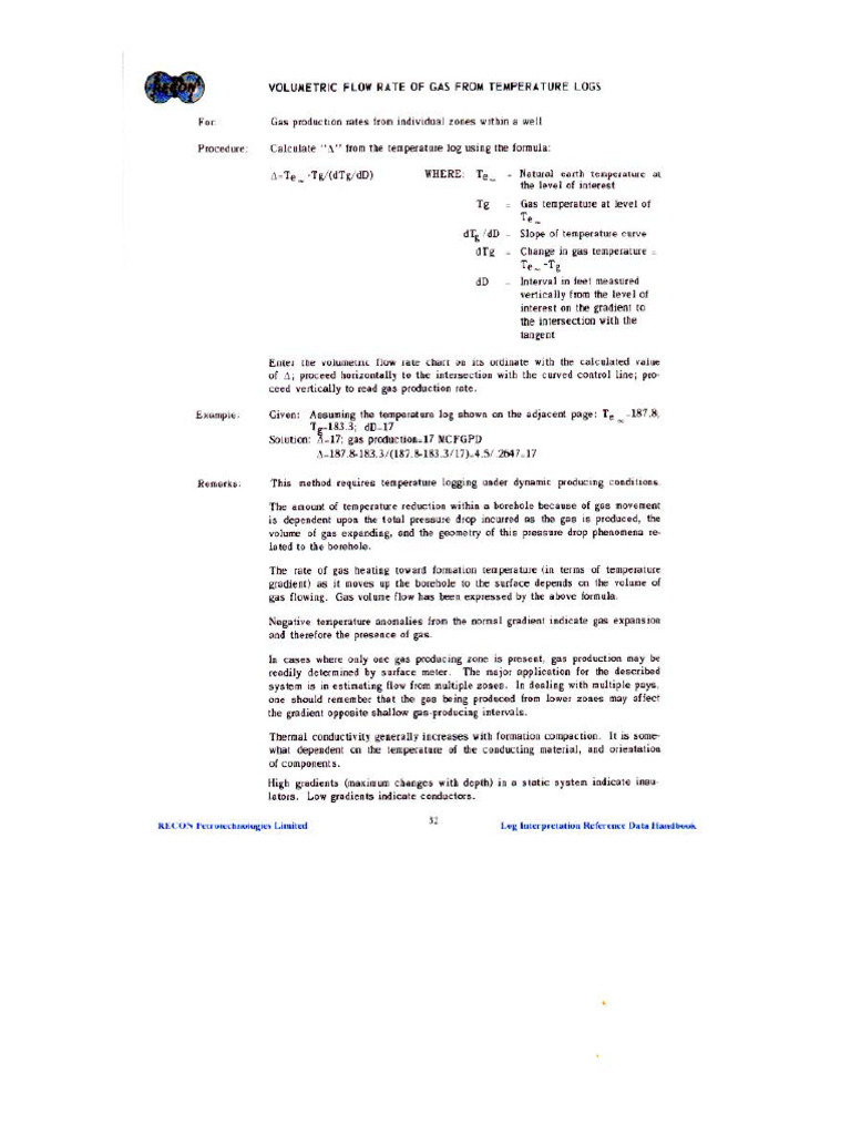 Volumetric Flow Rate of Gas From Temperature Logs | PDF | Gases ...