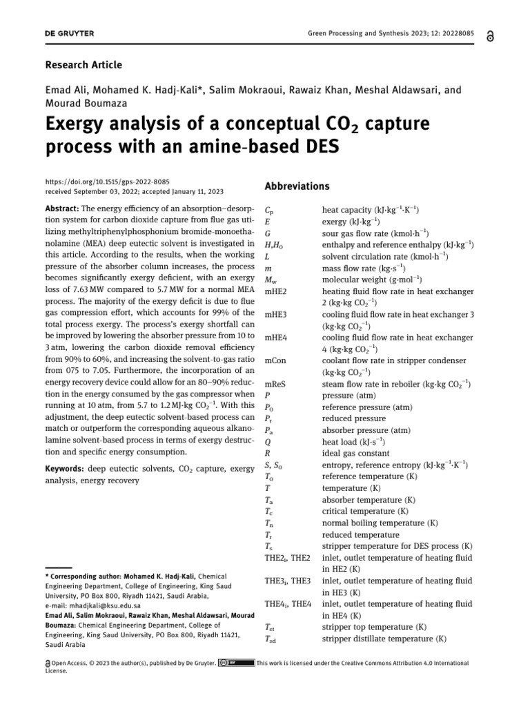 26 - Exergy Analysis of A Conceptual CO2 Capture | PDF | Exergy ...