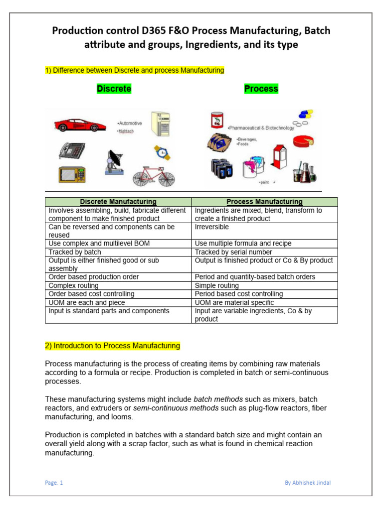 Production Control D365 F O Process Manufacturing 1710665972 | PDF