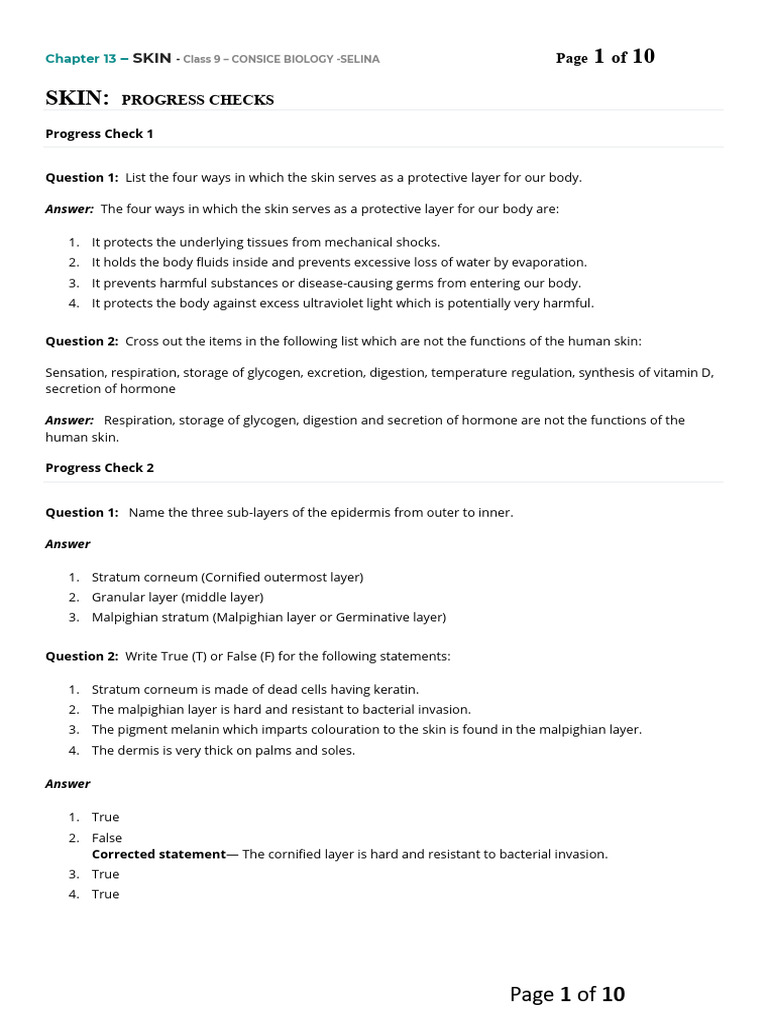 Chapter 13 - Skin | PDF | Skin | Epidermis
