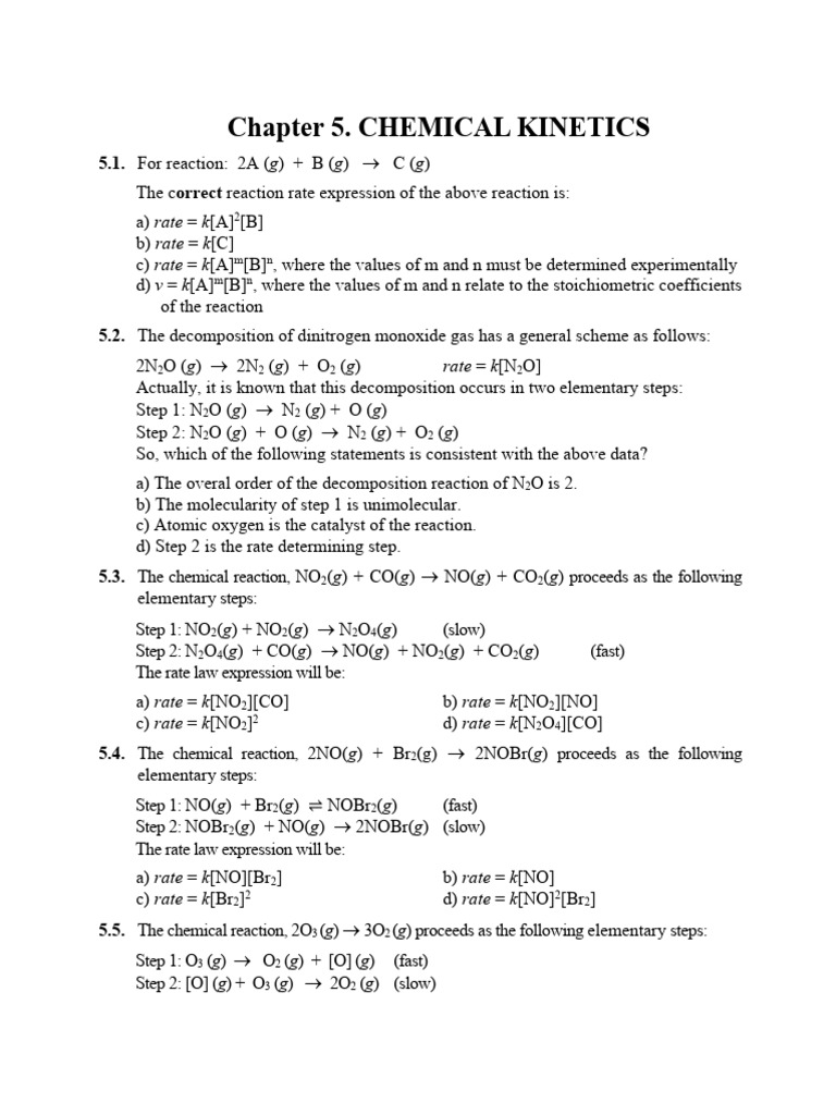 Chapter-5-Chemical-Kinetics_Exercises (1) | PDF | Reaction Rate | Activation Energy