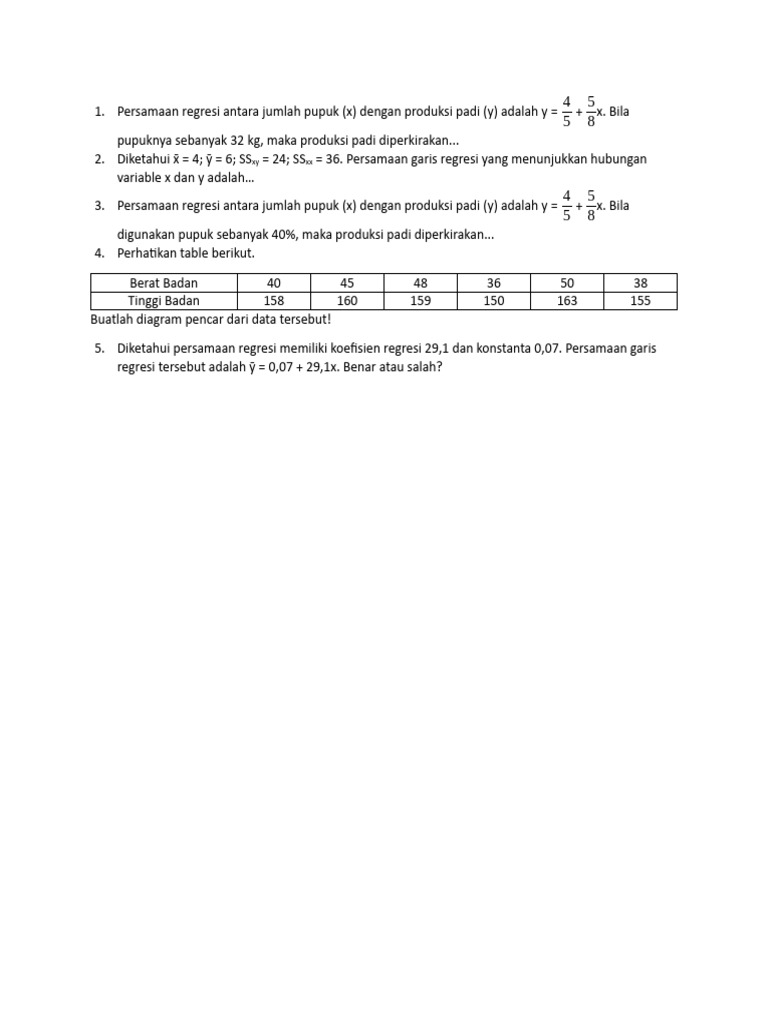 Soal MTK - Statistika Regresi | PDF