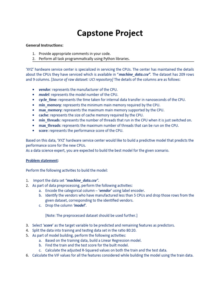 Capstone Project-Naan Mudlvan | PDF | Central Processing Unit | Regression Analysis