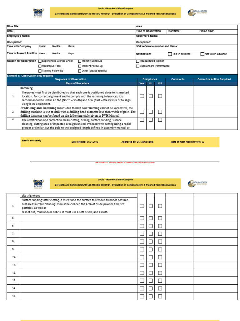 PTO Control Sheet | PDF | Occupational Safety And Health | Safety