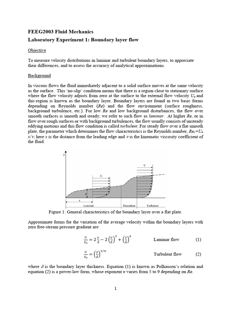 FEEG2003 BL LabSheet 2024 Harbin | PDF | Fluid Dynamics | Boundary Layer