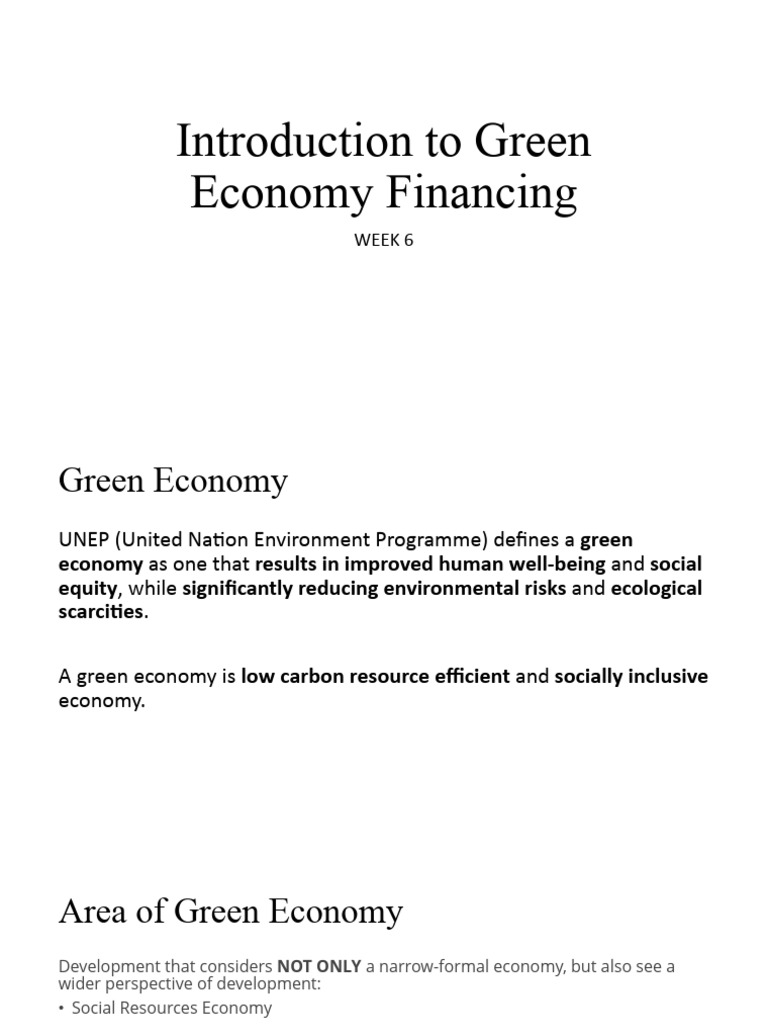 EP 1 - W6 - Intro To Green Economy and Finance | PDF | Green Economy ...