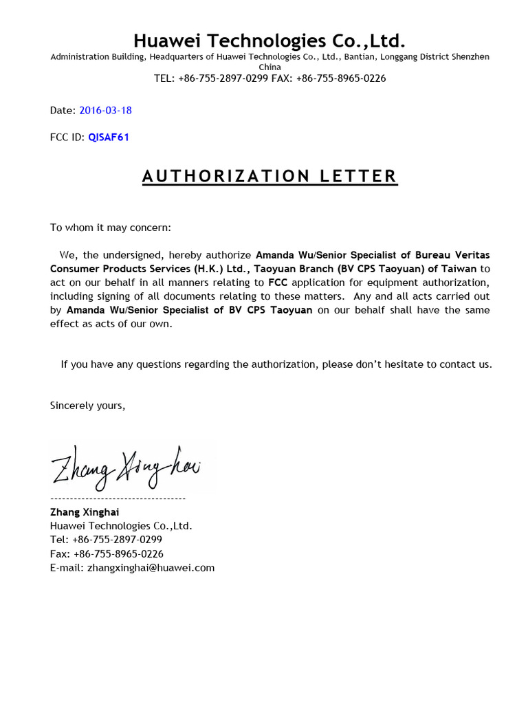 Agent Authorization Letter 2955142 | PDF