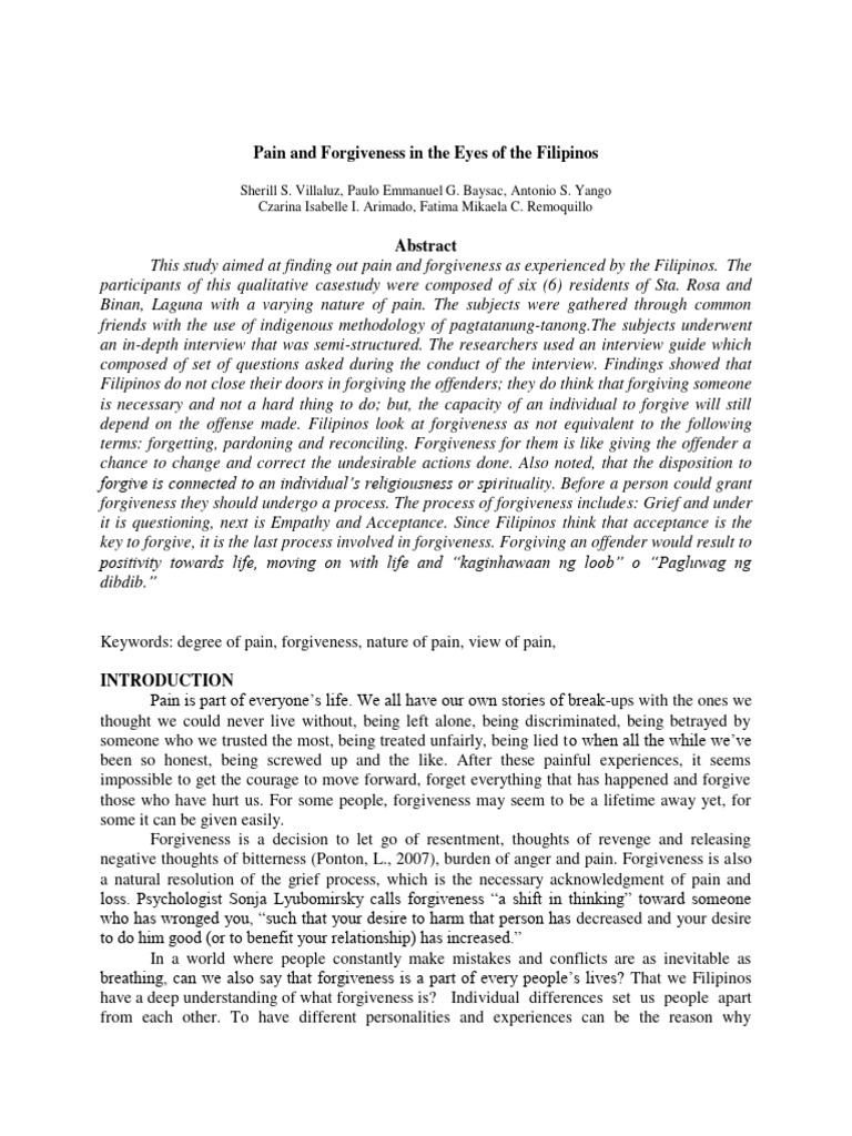 Filipino Perspectives on Pain and Forgiveness | PDF