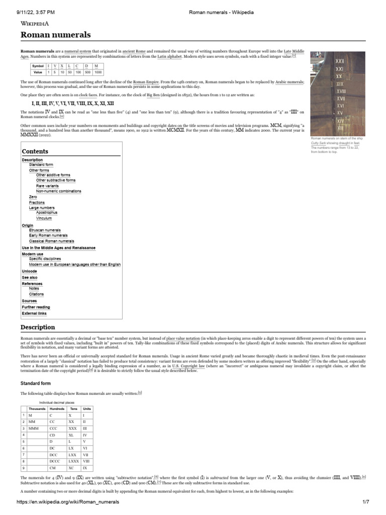 Roman Numerals - Wikipedia | PDF | Notation