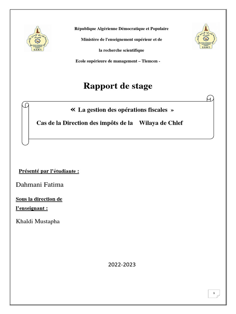 RAPPORT DE STAGE DAHMANI COPIE 2 Copie | PDF