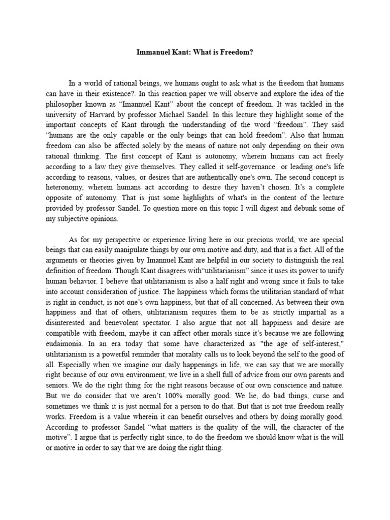 Kant's Concepts of Freedom Explained | PDF | Free Will | Immanuel Kant