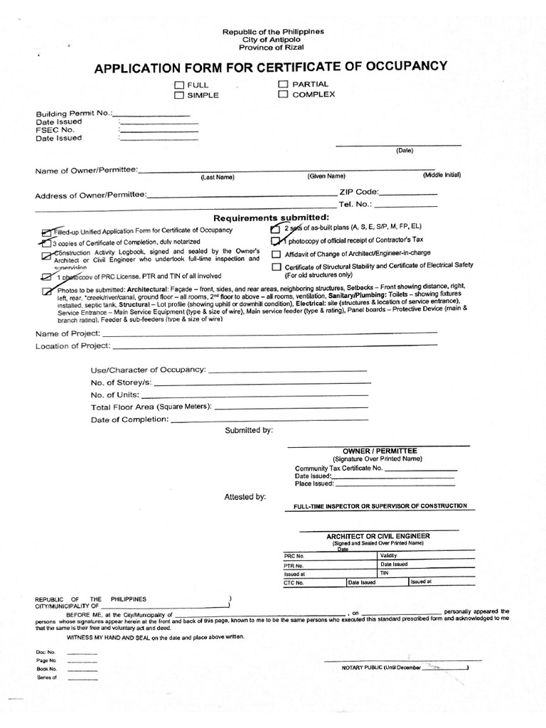 Occupancy Permit Antipolo | PDF