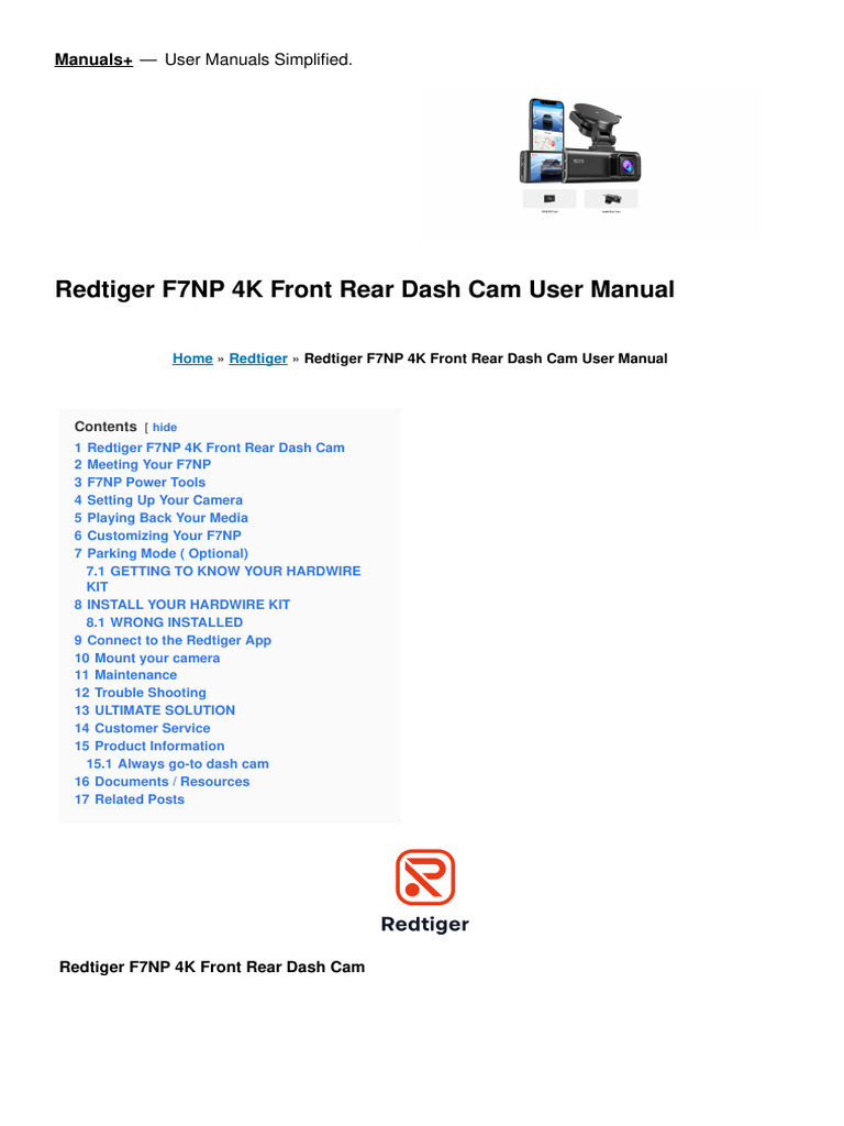 f7np 4k Front Rear Dash Cam Manual | PDF | Usb | Camera