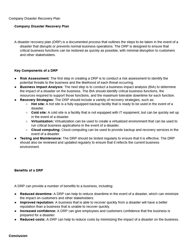 Essential Disaster Recovery Plan Guide | PDF | Business