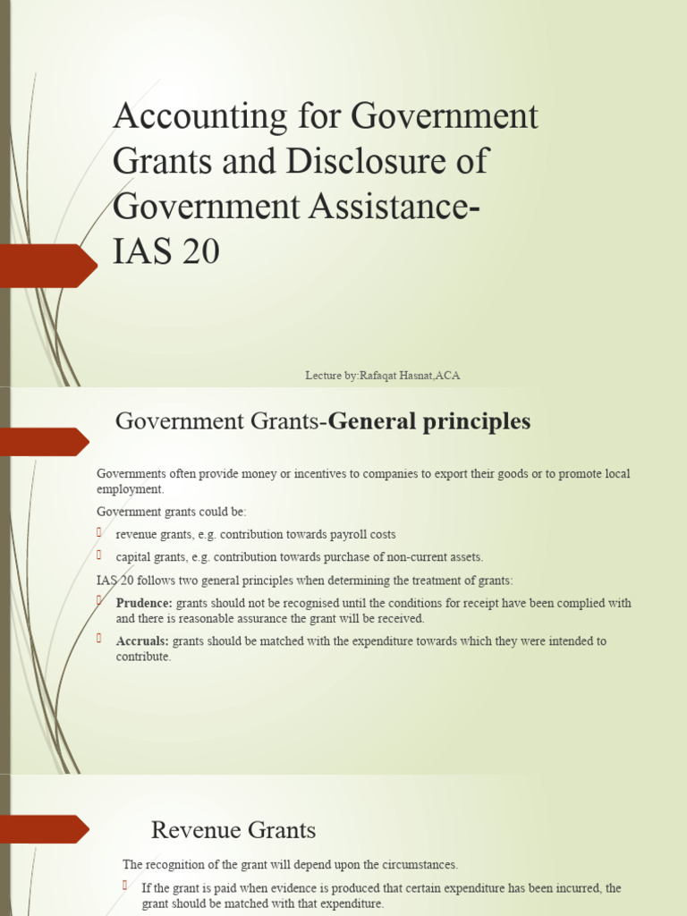 Governmnet Grants IAS 20 | PDF