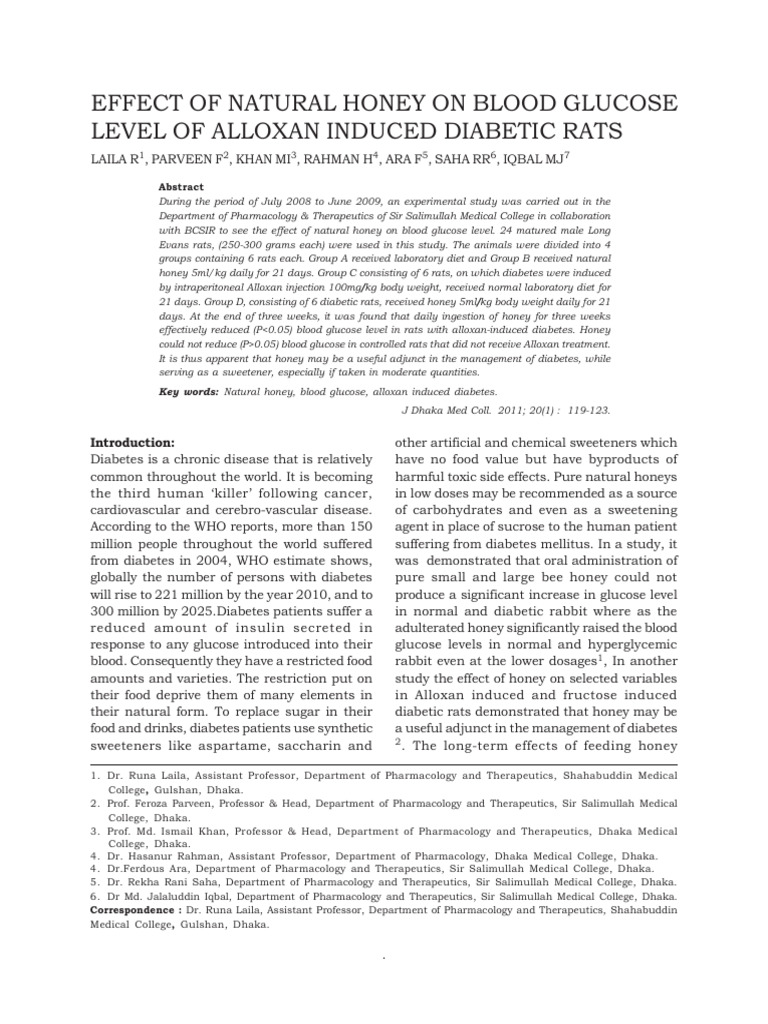 Effect of Natural Honey On Blood Glucose | PDF