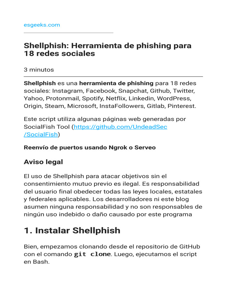 Shellphish Herramienta de phishing para 18 redes sociales | PDF | Suplantación de identidad ...