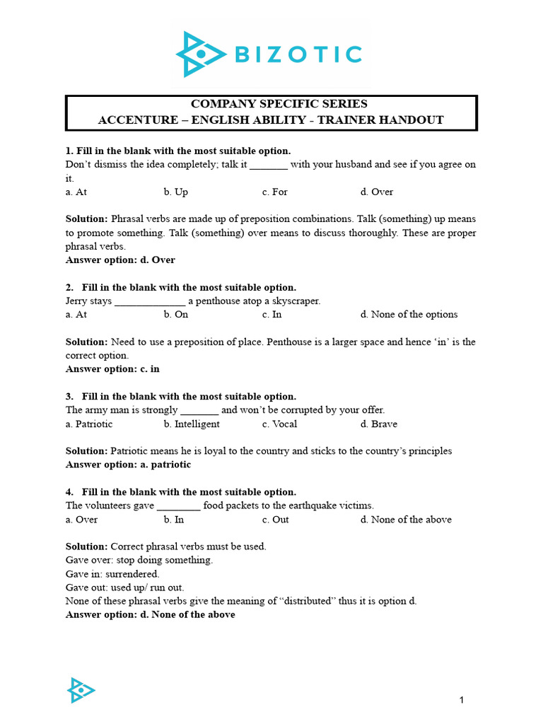 Accenture English Ability Trainer Guide | PDF | Popcorn | Linguistics