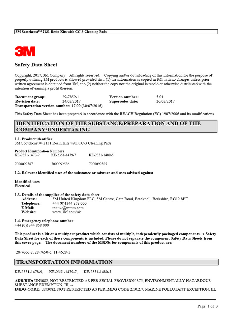 3M Scotchcast 2131 | Download Free PDF | Toxicity | In Vitro