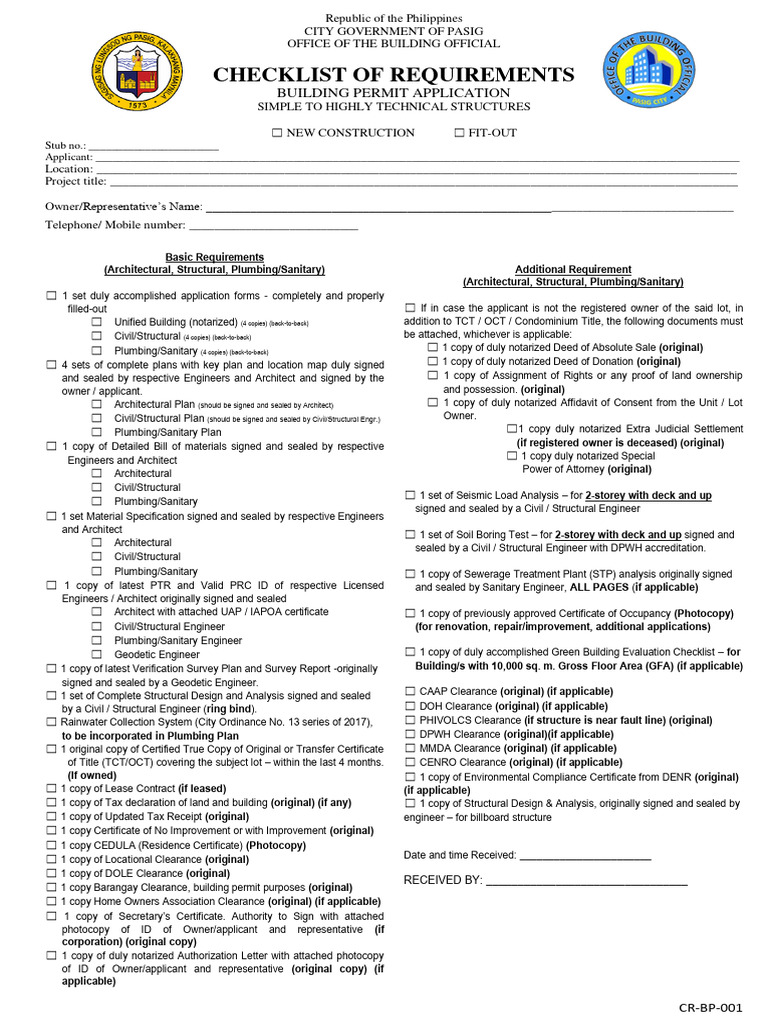 657fdf0f9ac611702878991CHECKLIST OF REQUIREMENTS - BUILDING PERMIT ...