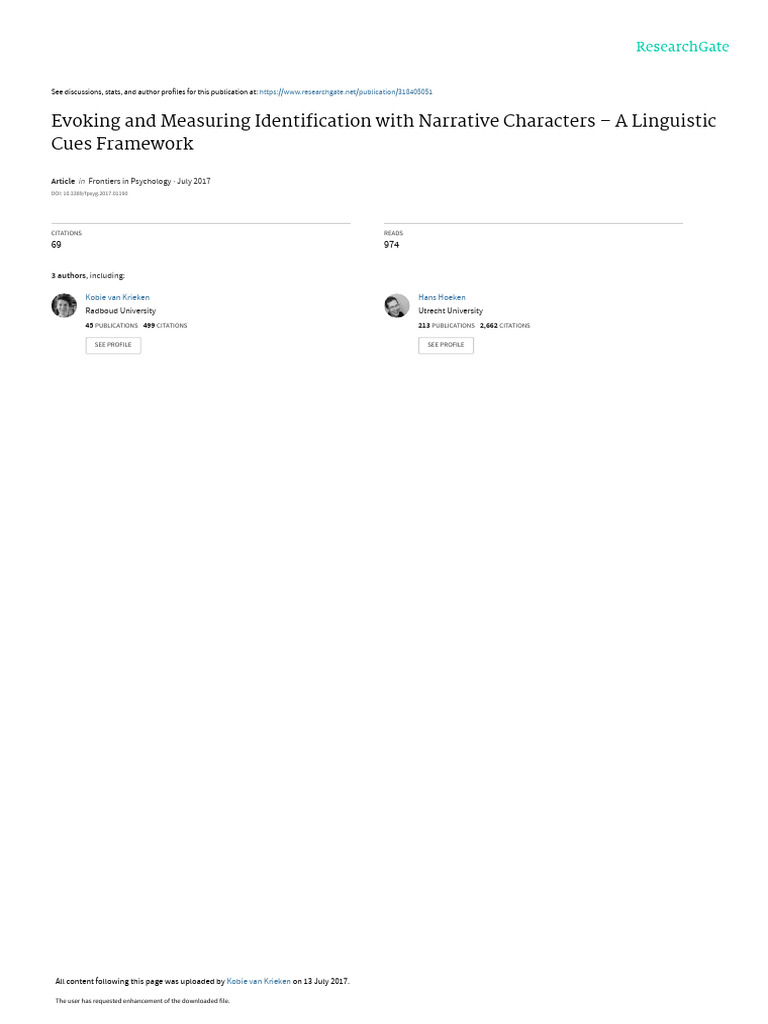 Van Krieken Hoeken Sanders 2017 Evokingand Measuring Identificationwith ...