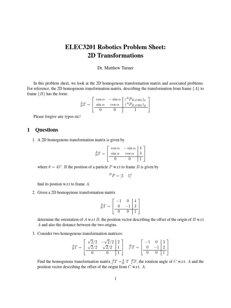 Problems 2dtransformations Download Free Pdf Norm Mathematics