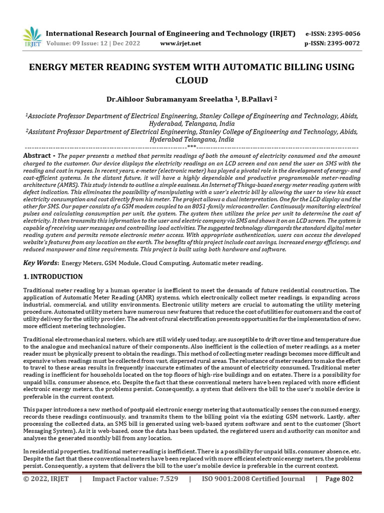 Energy Meter Reading System With Automat | PDF | Arduino | Internet Of ...