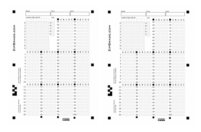Zipgrade Answer Sheet | PDF