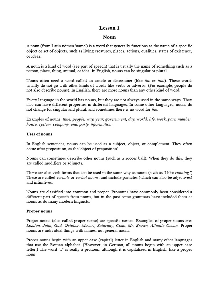 Understanding Nouns: Types and Uses | PDF