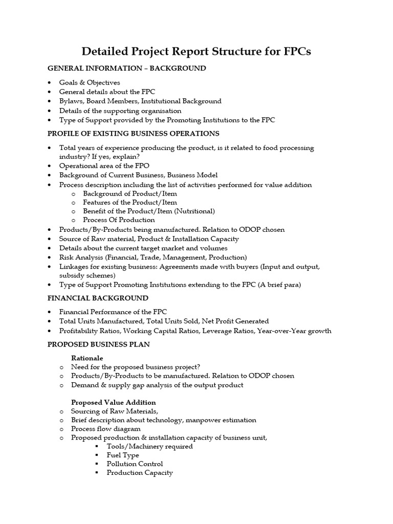 DPR Structure - FPC | PDF | Marketing | Subsidy