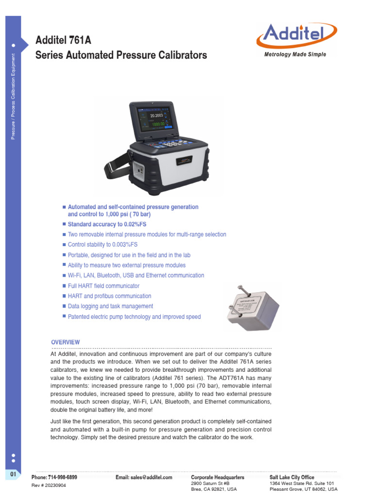 761A Automated Pressure Calibrators | PDF | Pressure Measurement ...